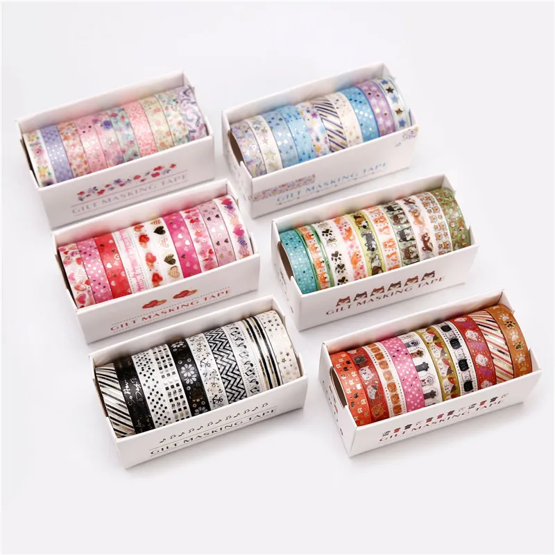 Gold Foil Washi Tape Cute Masking Tapes Decorative Adhesive Sticker ...