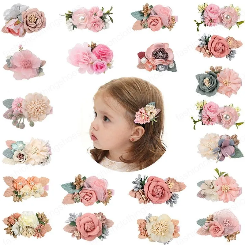 Baby Flower Hair Clips Set - Cute Floral Hairpins with Pearls & Mesh ...