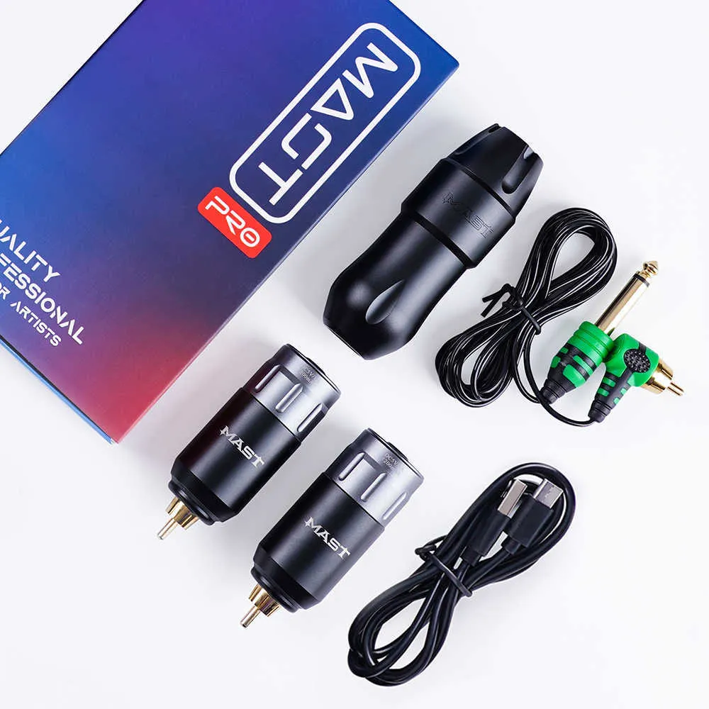 ₩418264에서 마스트 투어 프로 코어리스 모터 영구 문신 회전 펜 무선 기계 키트 2 배터리 바늘 카트리지 세트