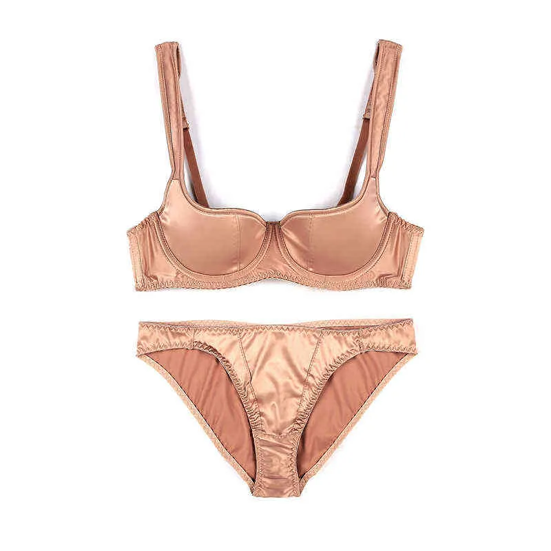 NXY Satin Face Thin Cotton Half Cup Bra Set with Lace Shell for Women ...