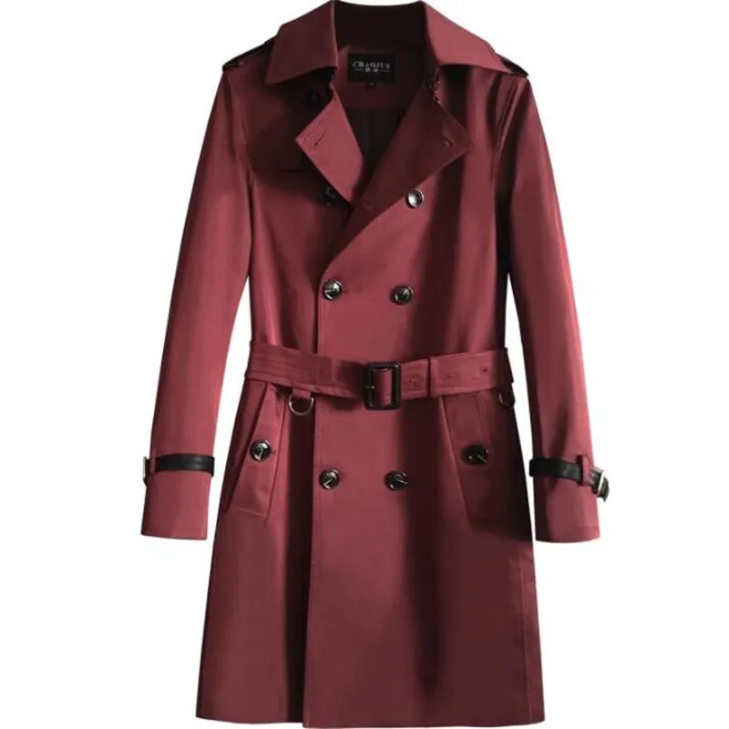 DHgate.com:Mens Red Trench Coat, Double Breasted Mid-length Overcoat ...