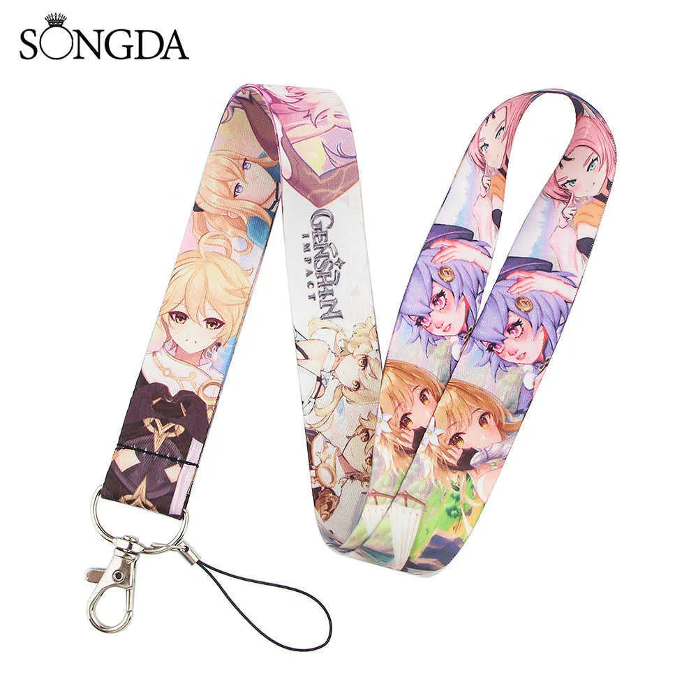 ₩2,960에서 새로운 트렌디 한 애니메이션 Genshin 충격 Keycord Key Hanging Rope ID 카드 ...