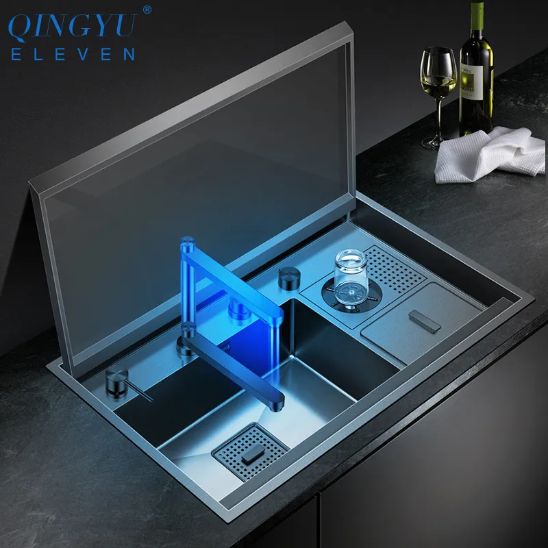DHgate.com:SUS 304 Stainless Steel Handmade Hidden Kitchen Sink Flip ...