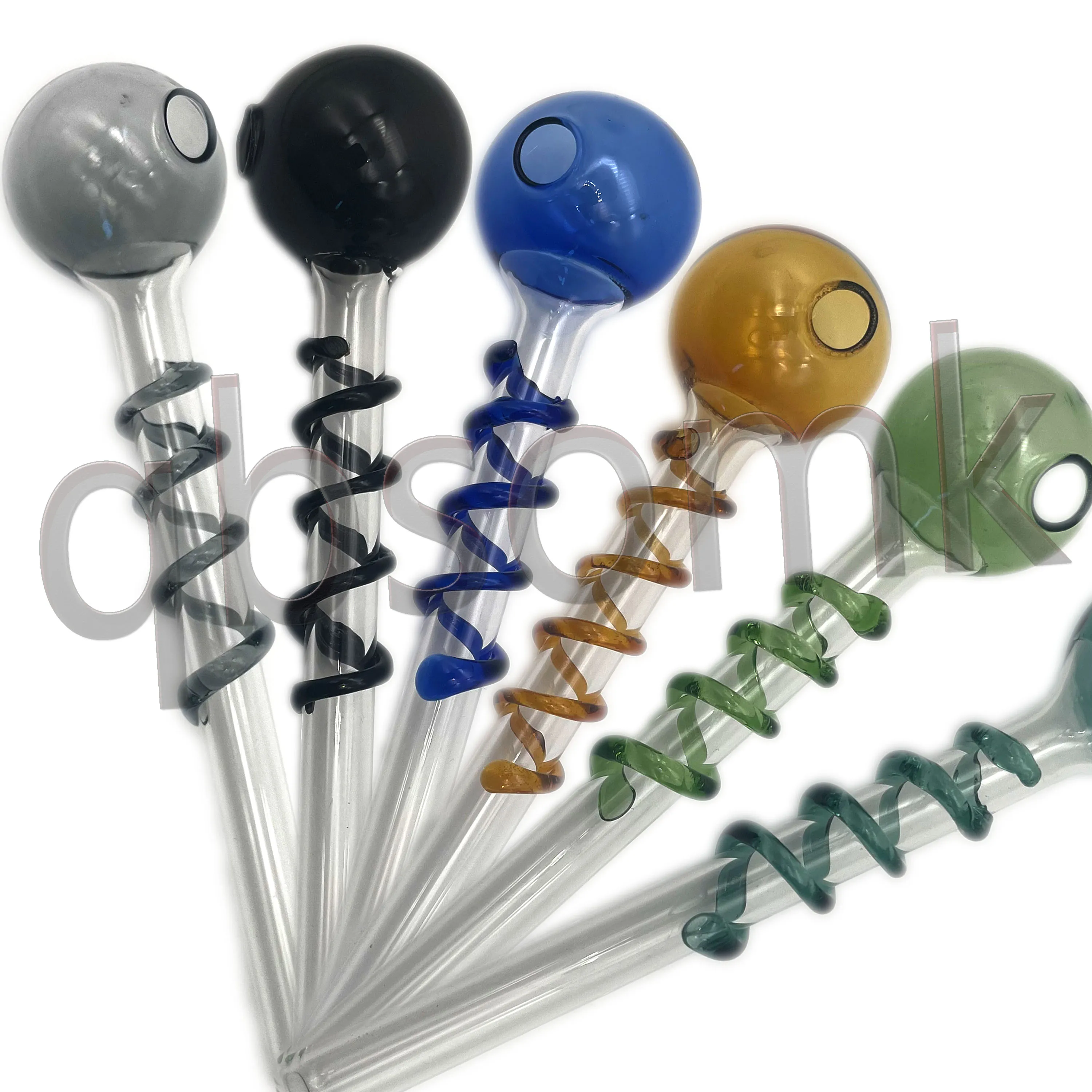 Pyrex Spiral Oil Burner Pipe - Mini Glass Hand Pipe...