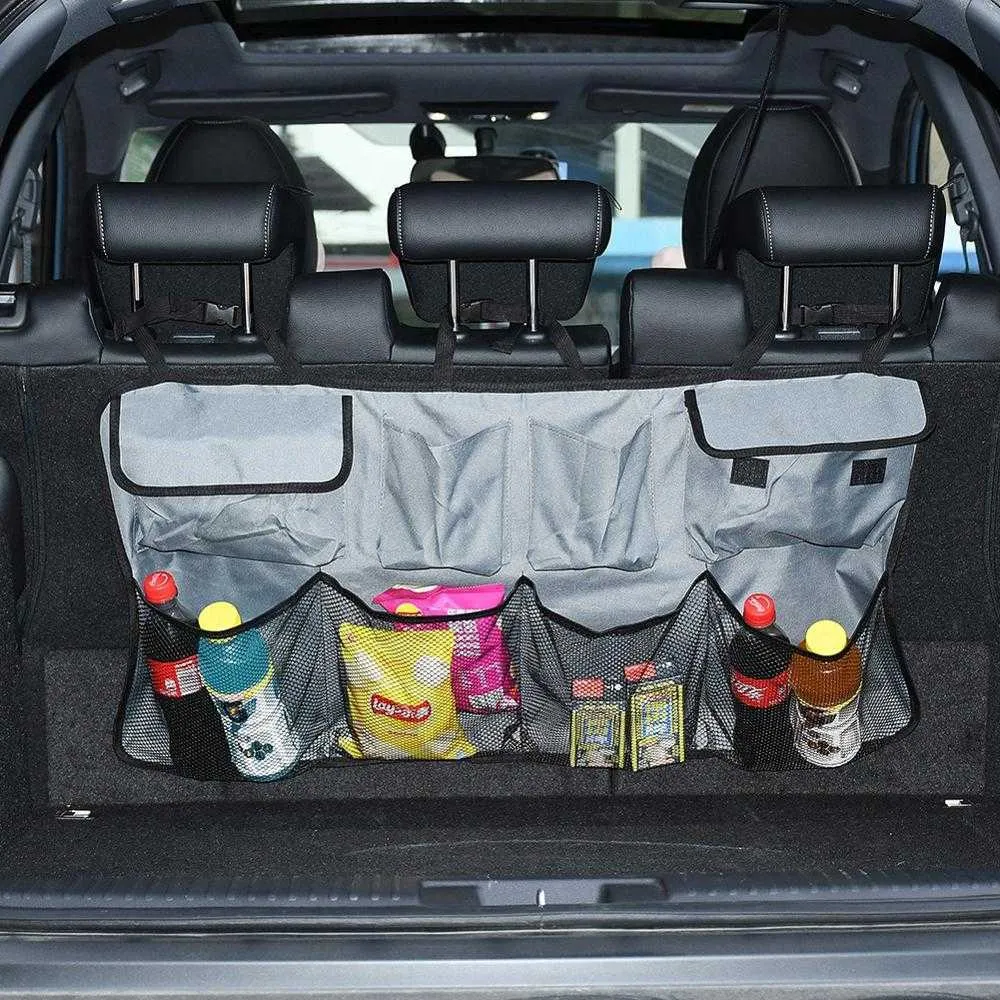 SUV Hatchback Car Rear Boot Storage Bag with 8 Pockets for Tools and ...