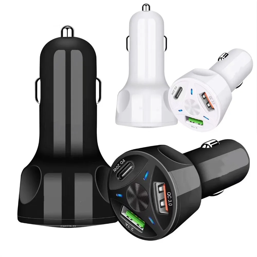 Universal Triple Ports Type C USB C PD Car Charger Auto Power Adapters ...