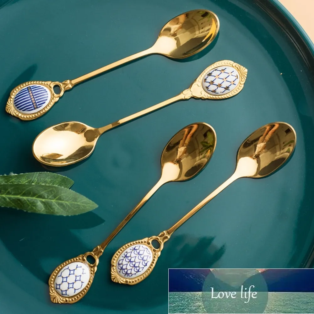 Vintage Gold Coffee Spoons - Ceramic Handle Stainless Steel Dessert ...