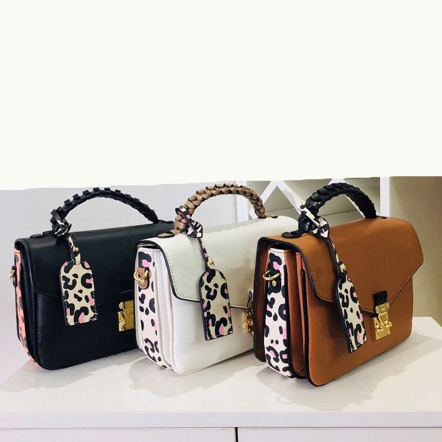 Leopard leather handbag for women with floral letter pattern, genuine ...