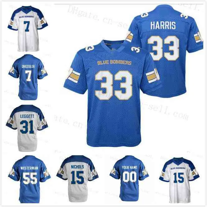 Custom Winnipeg Blue Bombers Premier TC Blue Navy Blue Golden 12 John ...