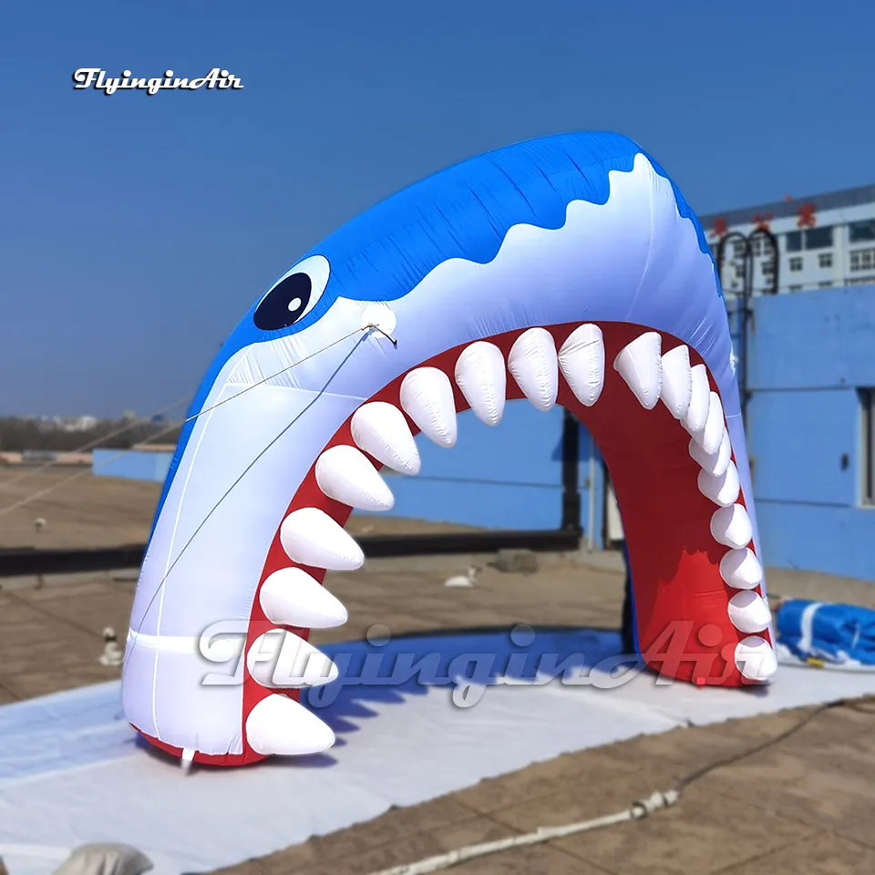 Stuffed Animal Sharks Inflatable Mascot Tunnel: Huge Blue Shark Mouth ...