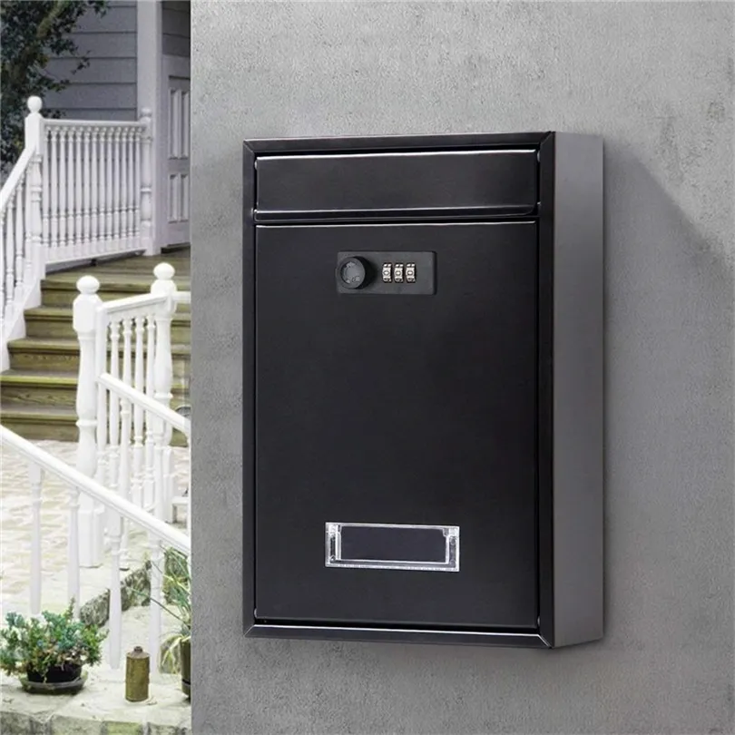 Outdoor Mailbox Locking Wall Mount, Weatherproof Mailbox For Front Door ...
