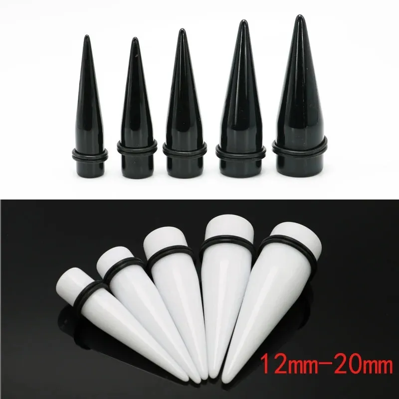Ear Stretching Kit - Acrylic Tapers & Plugs 12mm-20mm, Black & White ...