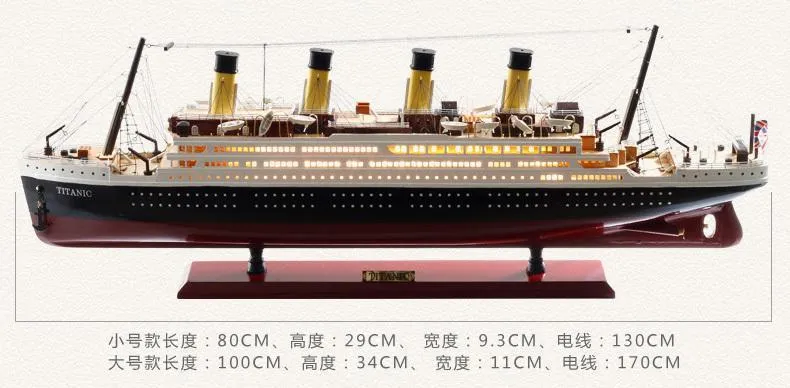 Large Wooden Titanic Model Ship With LED Lights, 30 100cm Decorative ...