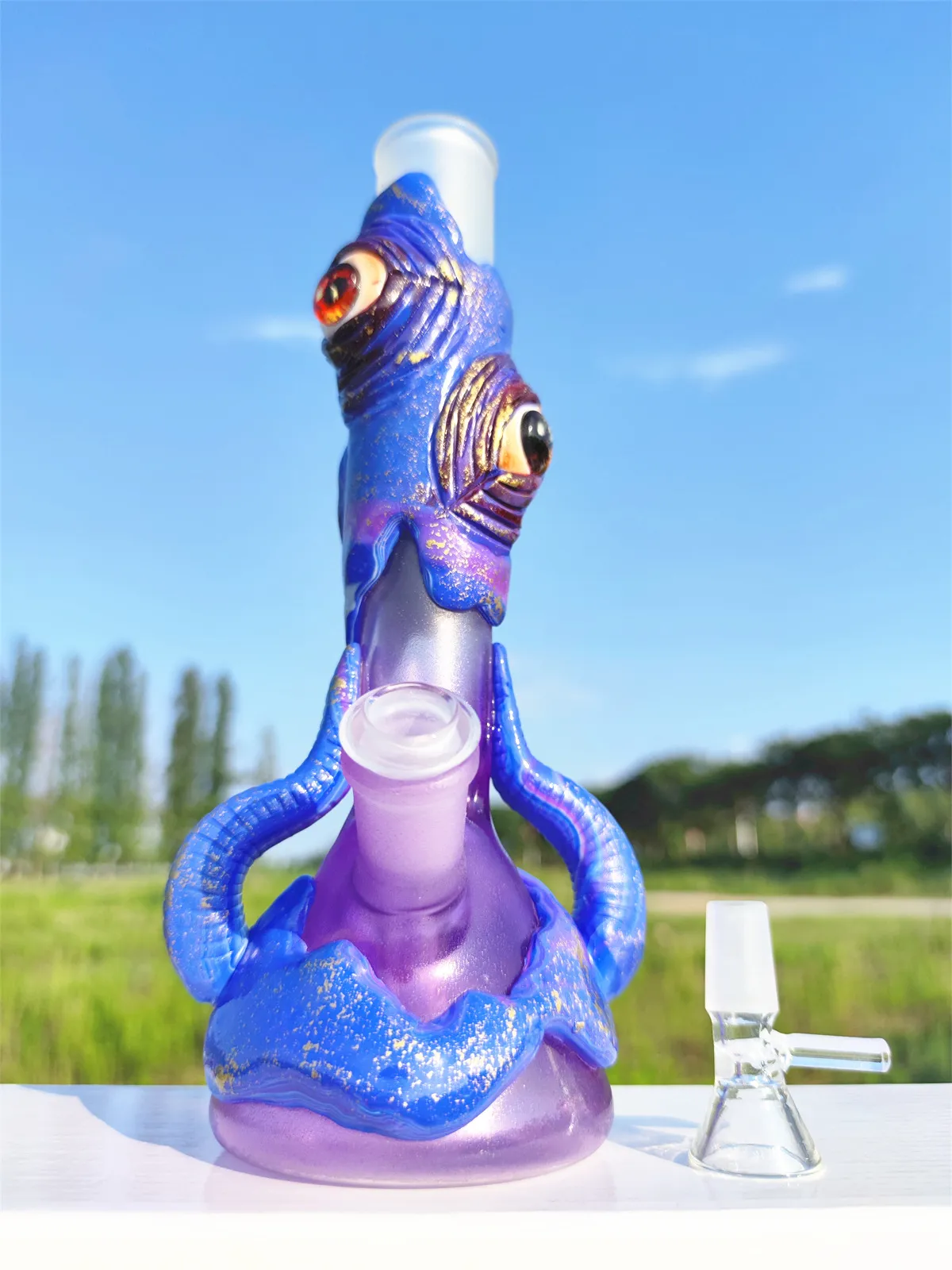 Bulk Order 3D Cyclone Triple Eyes Lizzard Glass Bong Water Pipes 8 10 ...