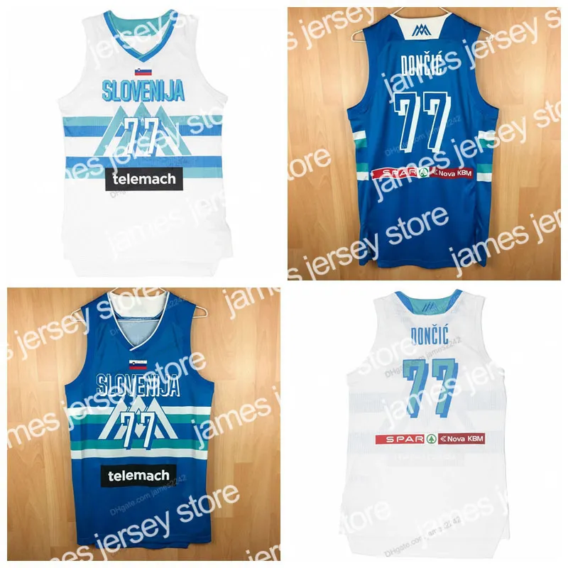 Basketball Jersey Top #77 Team Slovenia, Rare Print, White & Blue, Any Name/Number, Sizes S 4XL ...