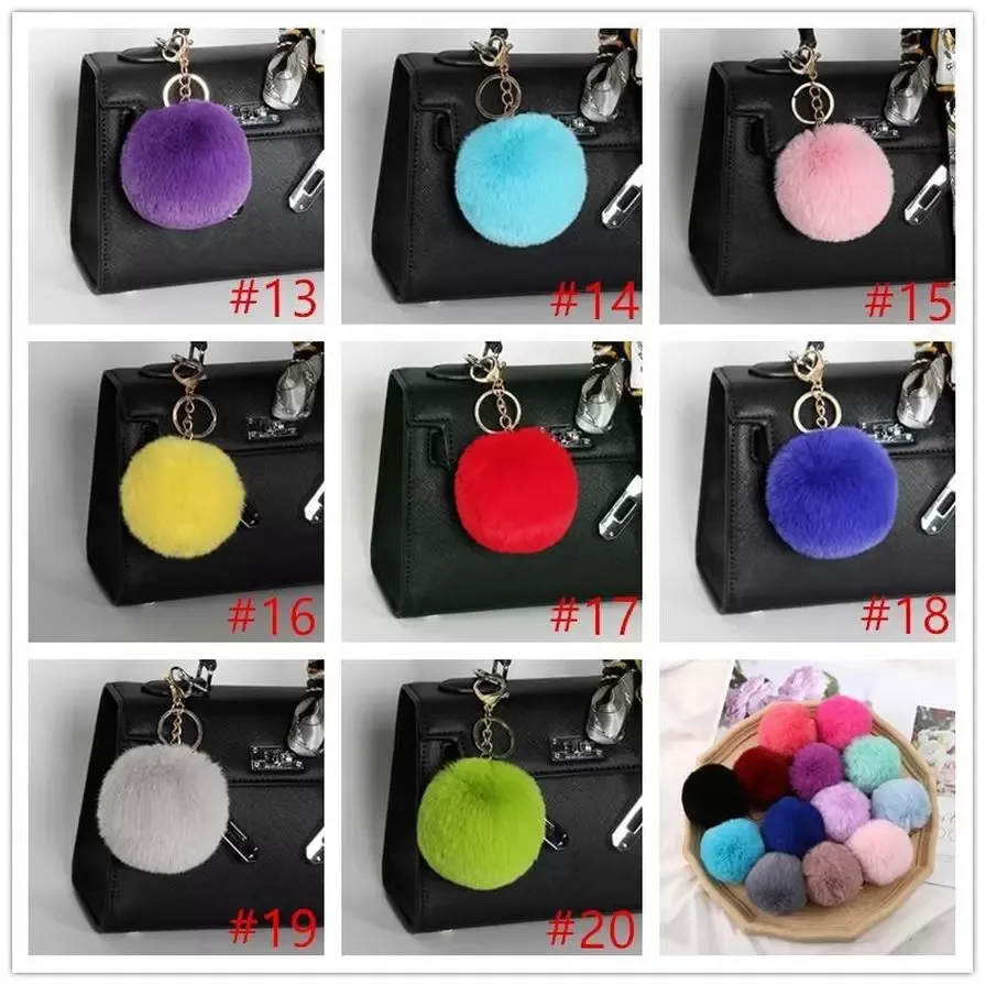 Party Gift Newest Rabbit Fur Ball Plush Fuzzy Fur Key Chain POM POM ...