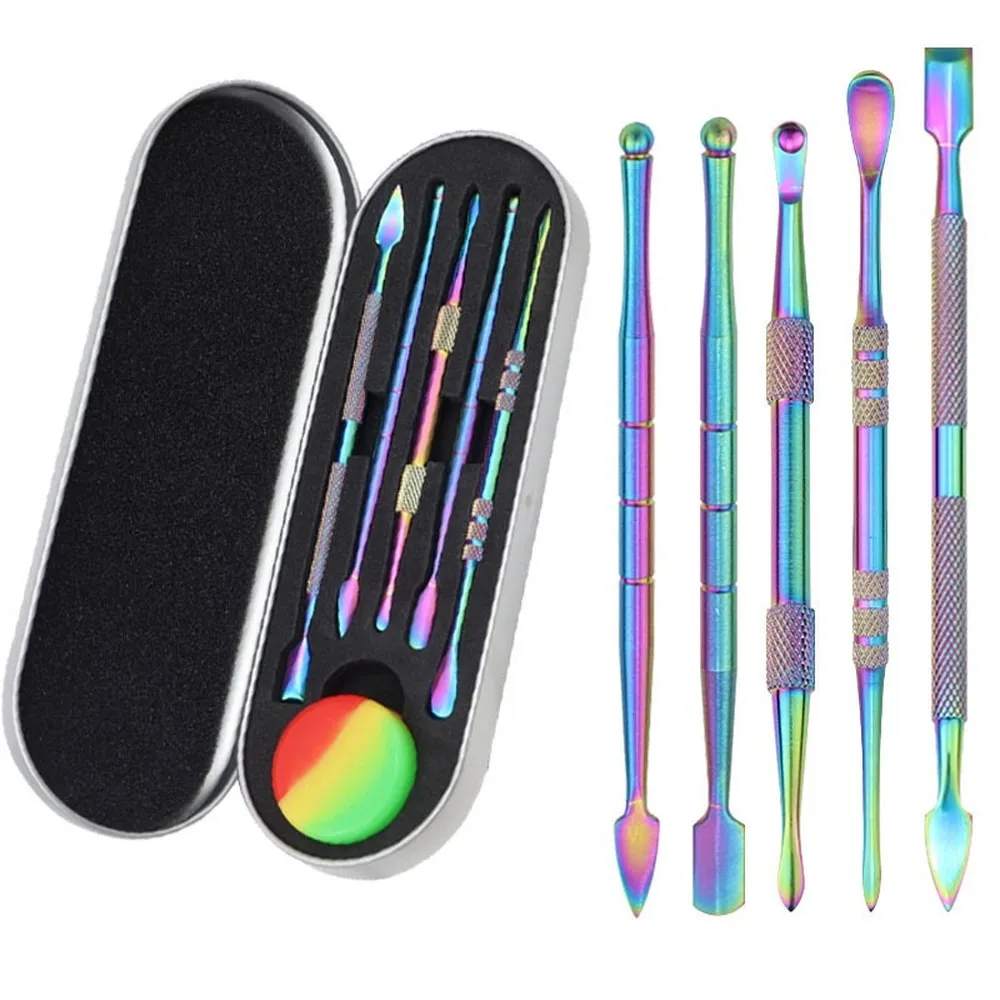 6-Piece Rainbow Dab Tool Kit - Stainless Steel Dabber Set, Wax ...