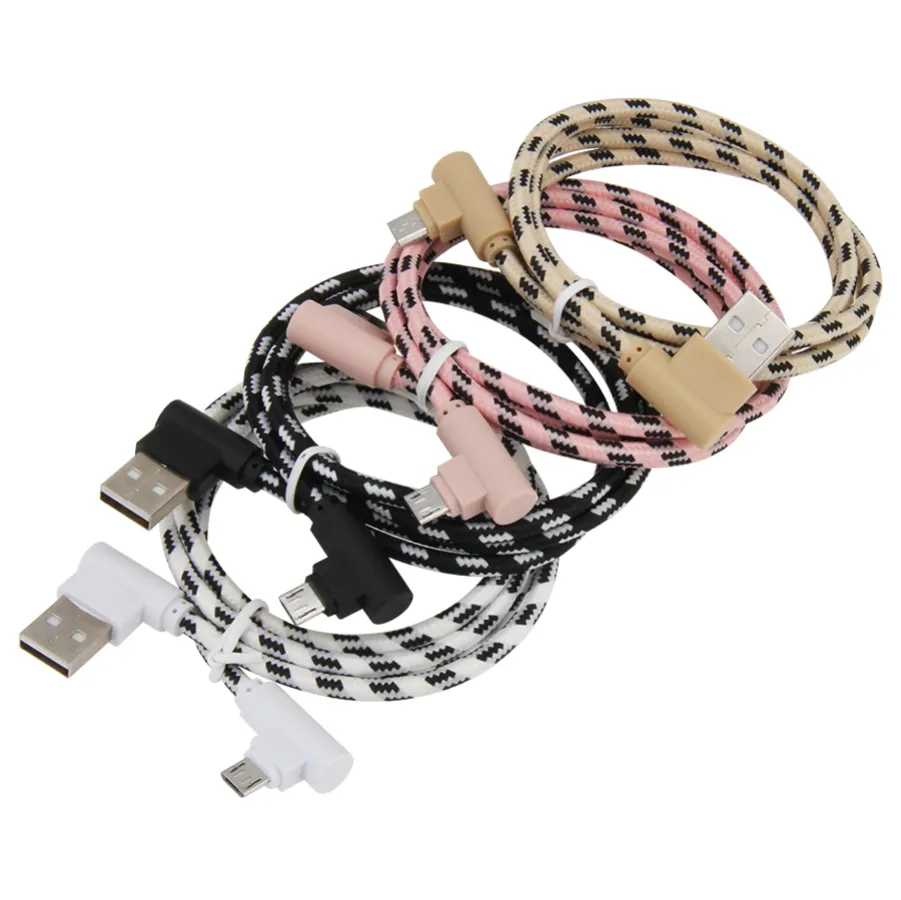 90 درجة الكوع Micro USB Type C Cables COLL CORM شحن سريع لـ Samsung ...