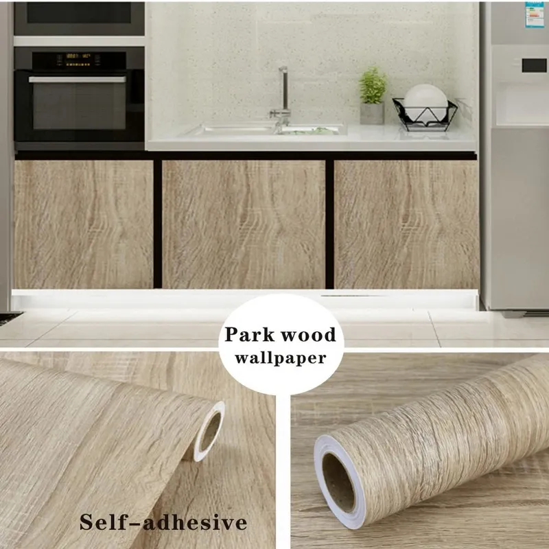 PVC Wood Grain Stickers Waterproof Self Adhesive Furniture Renovation ...
