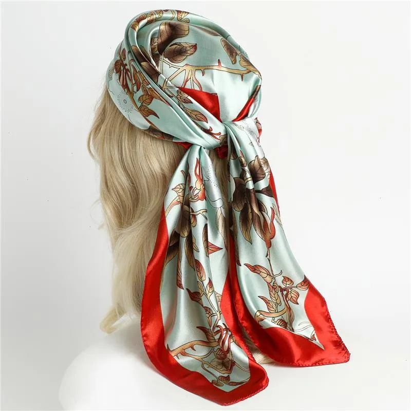 Silk Satin Neckerchief Shawl Elegant Square Scarf For Women, Muslim ...