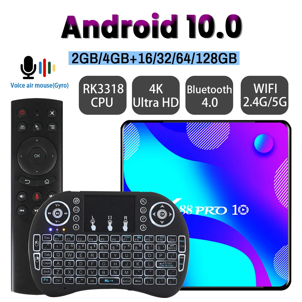 DHgate.com:Android 11 TV Box X88 PRO 10 PK3318 2GB RAM 16GB ROM 2.4G WiFi 4K Media Player HDR10 ...