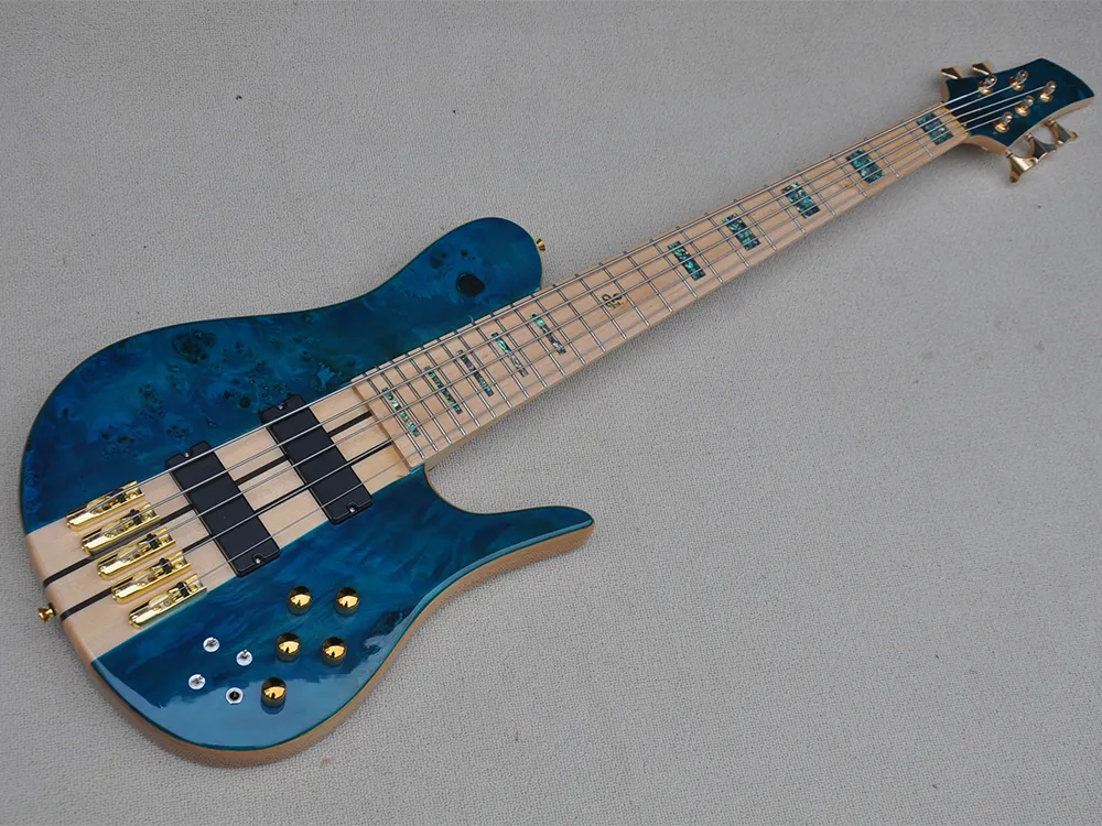 5 Strings Neck Thru Body Electric Bass Guitars Maple Fretboard Smooth ...