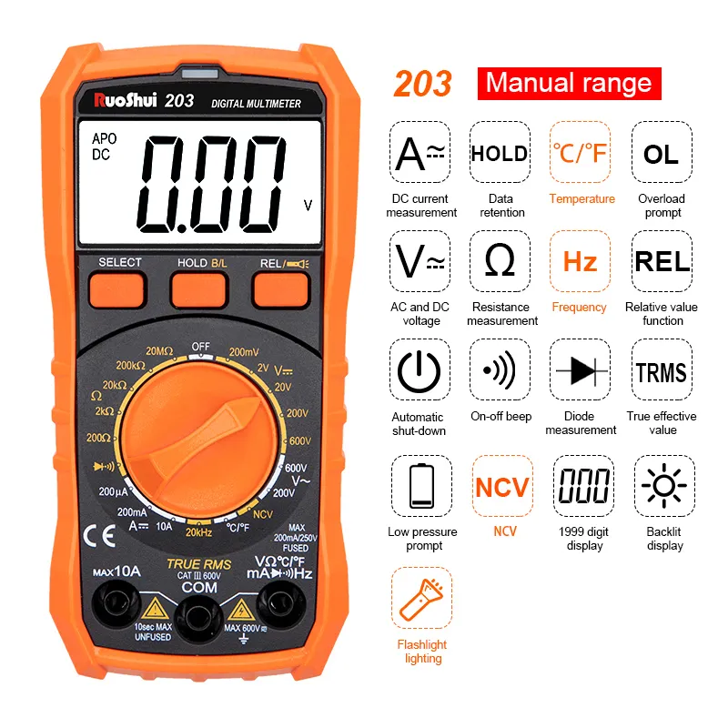 ₩29,403에서 Victor Digital Multimeter True RMS Auto Range 1000V 20A AC DC ...