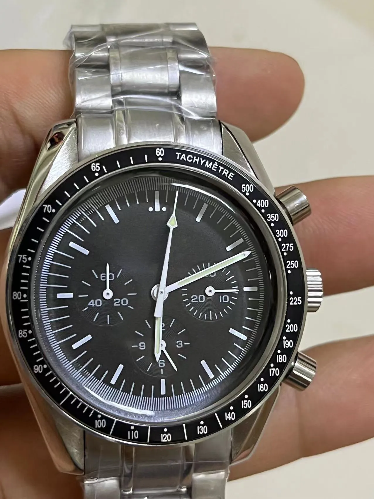 Mens Quartz Chronograph Watch With Speed Moon Dial, Stainless Steel ...