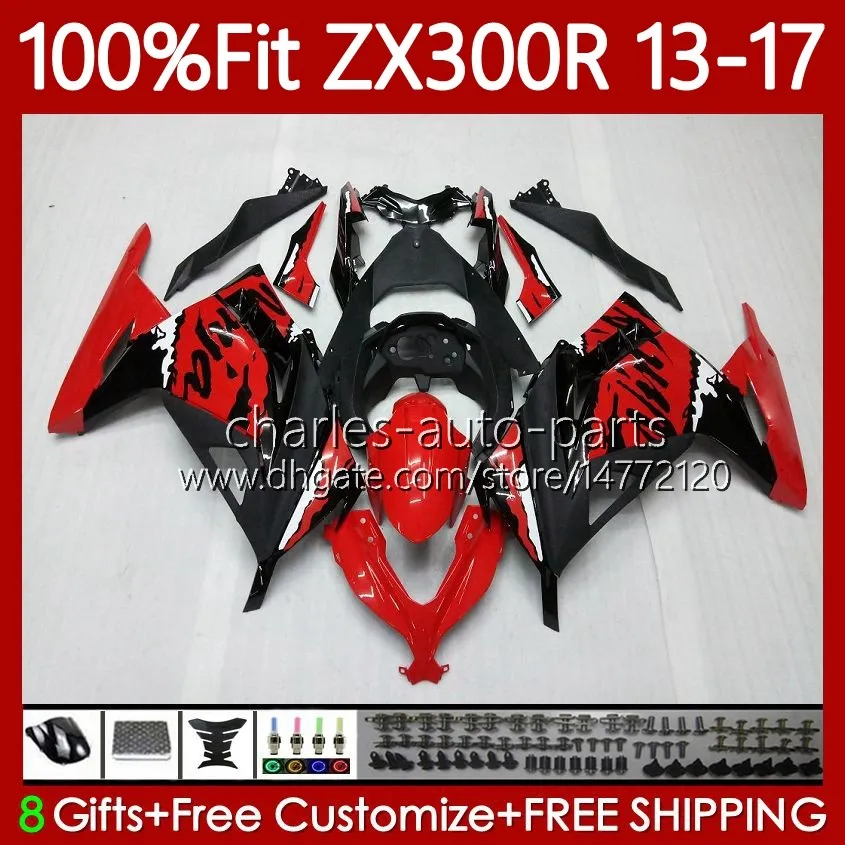 Factory Red Black Injection Fairing For Kawasaki Ninja EX ZX 3R 300R ...