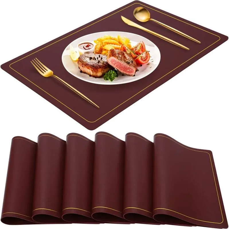 Placemats Waterproof PU Leather Dining Table Dining Mats Heat Resistant ...