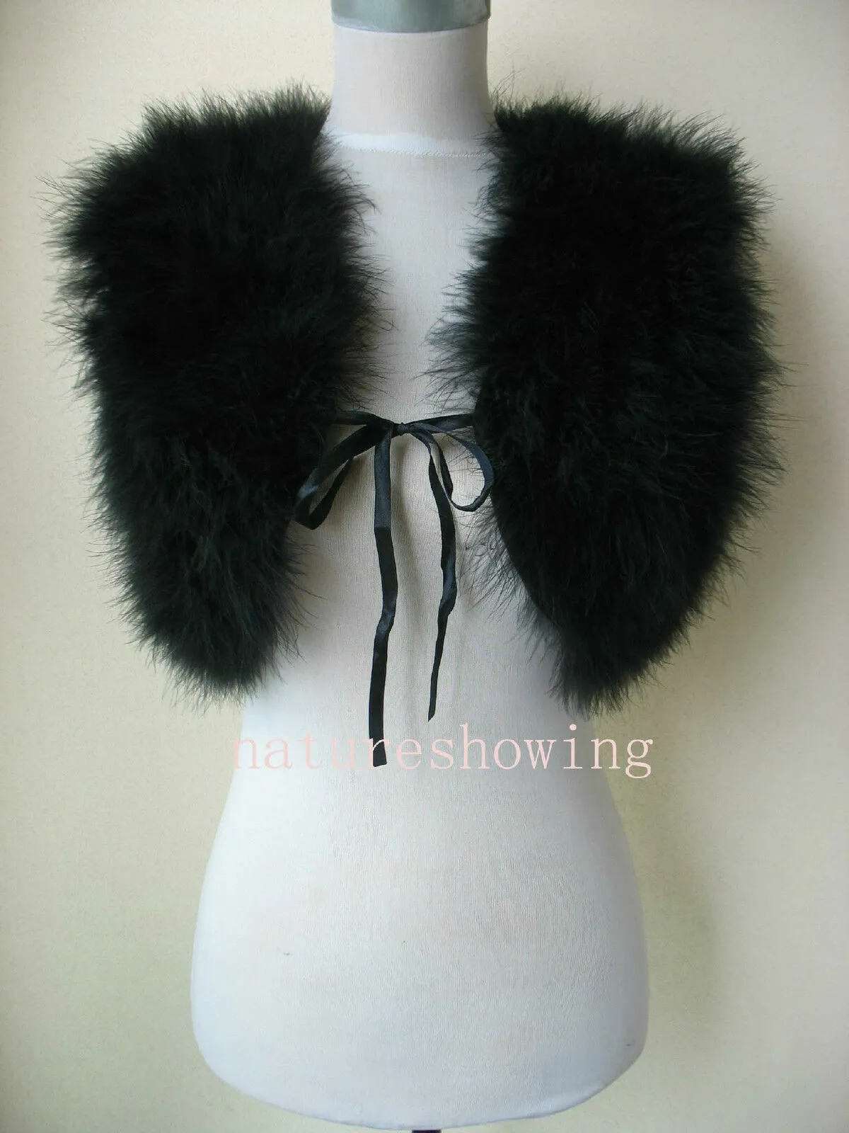 Fluffy Black And White Ostrich Feather Fur Cape Fur Collar Shawl For ...