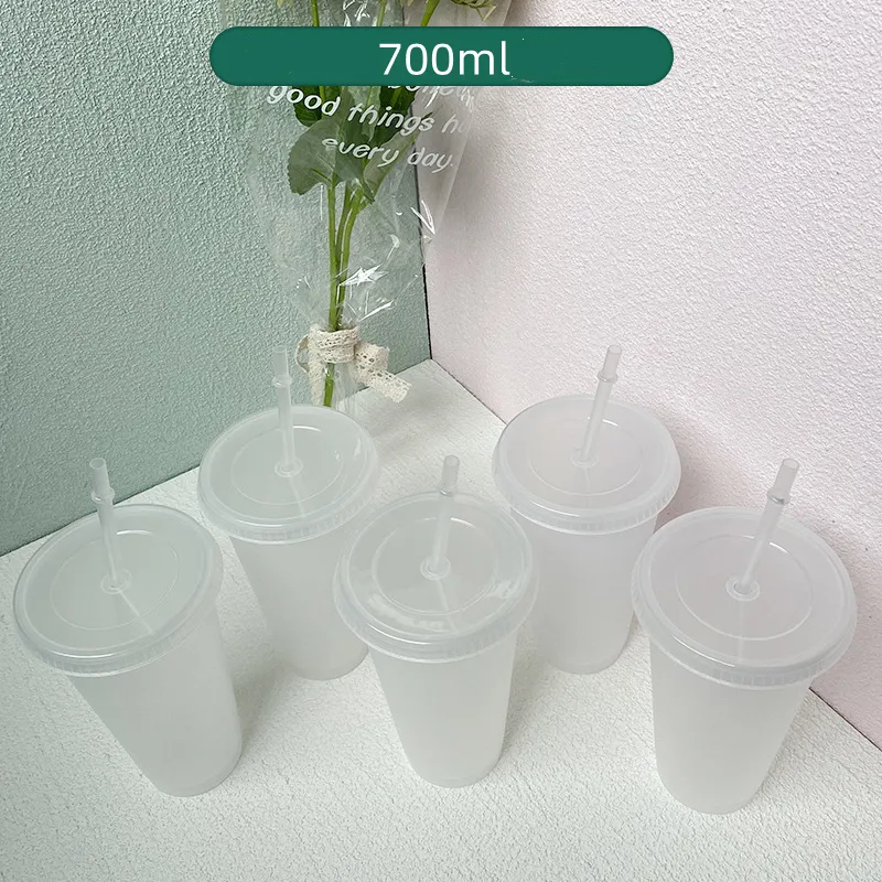 New Arrival 500ml 710ml Plastic Bottle Plastic Drinking Tumbler With Lid And Straw Summer ...