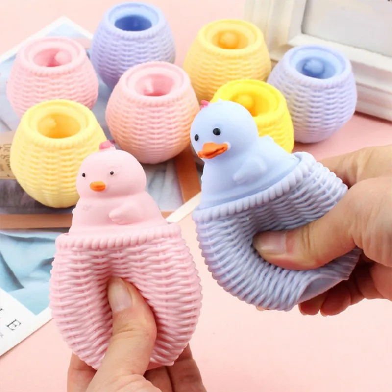 Kawaii Animal POP UP Fidget Toys Squirrel, Duck, And Chicken Squeeze ...