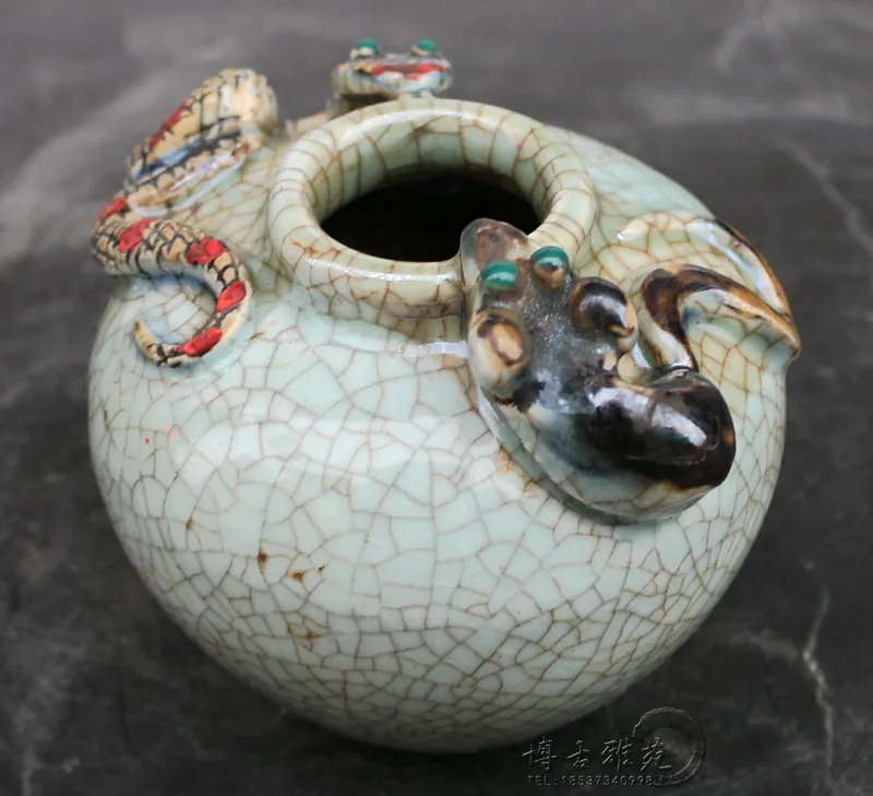 Cracked Glaze Porcelain Snake Jar With Rat Crackle Design Antique ...