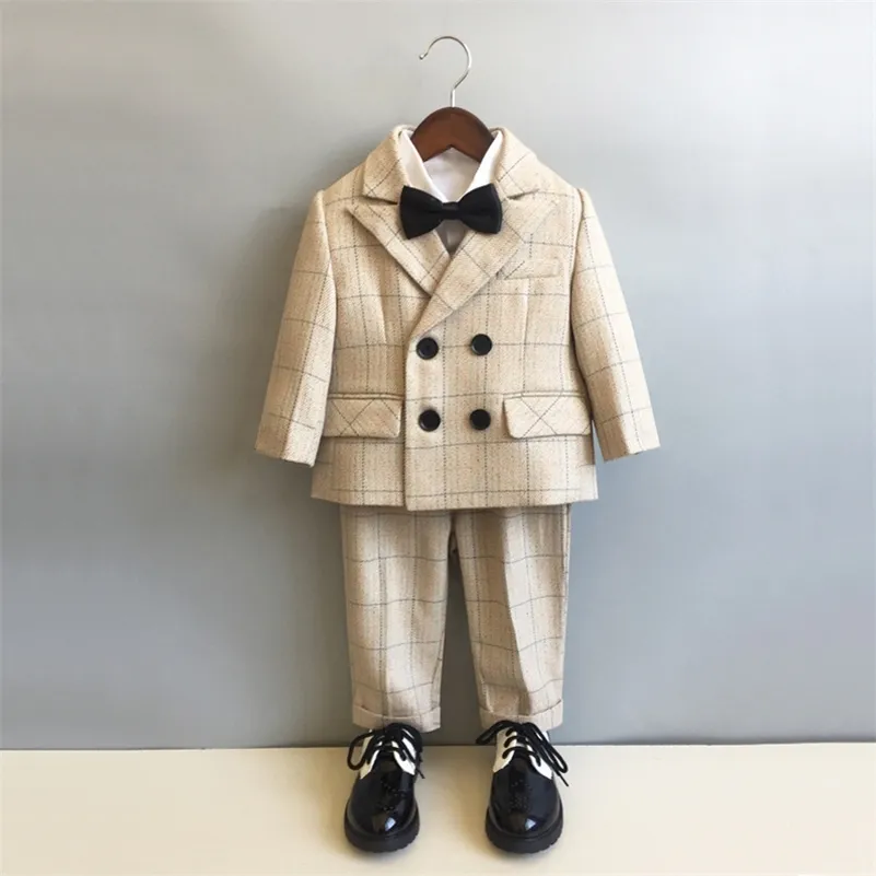 Childrens Wedding Suits, Plaid Suit Pants Set: Elegant Boy's Formal Attire Blazer, Pants ...