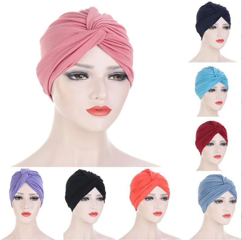 Muslim Women Indian Turban Hat Ruffles Chemo Cap Beanie Caps Headwear ...