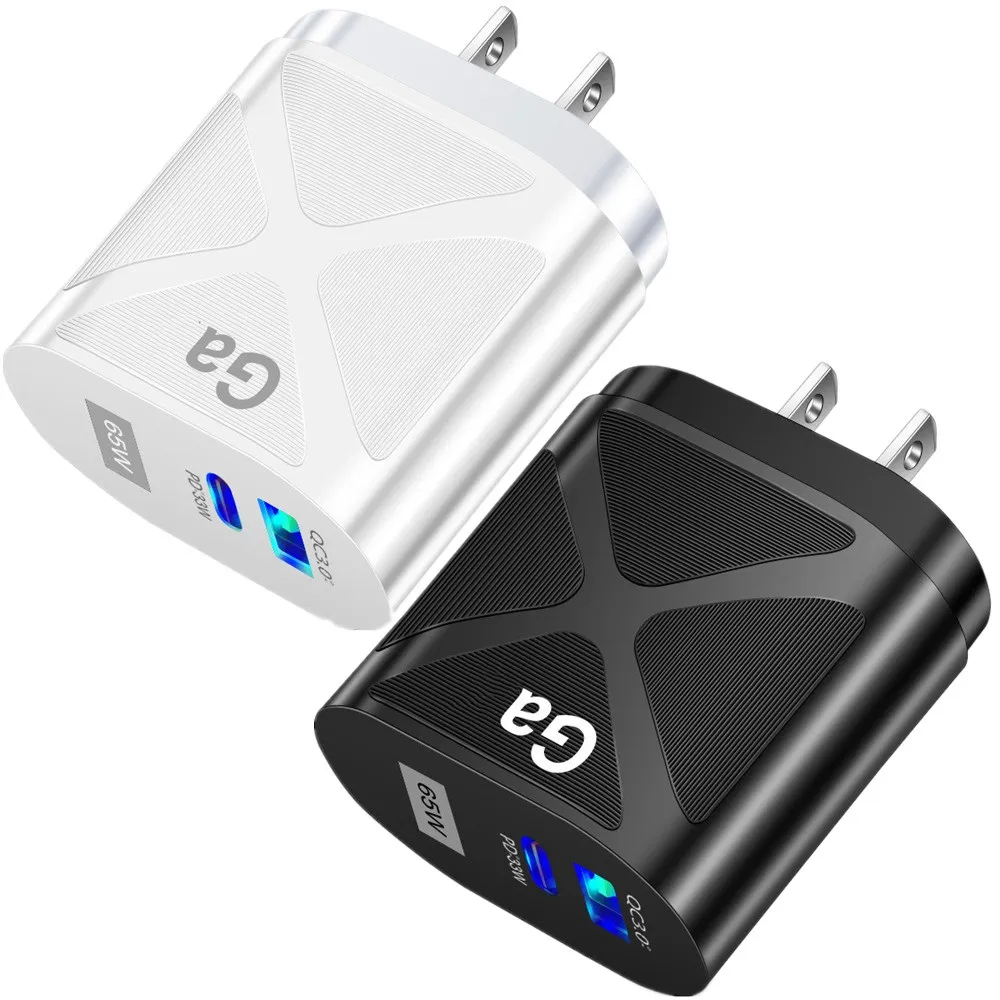 65W USB-C Cell Phone Charger PD Wall Power Adapter with EU US UK Plugs ...
