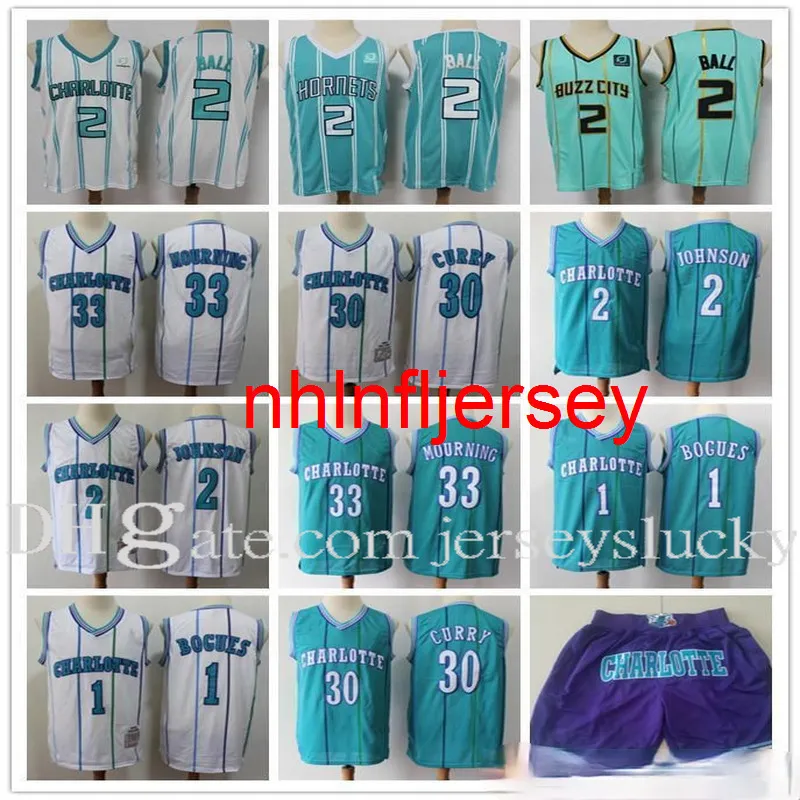 Blue Men's Turquoise Basketball Shorts: Alonzo Mourning #33, Bogues #1 ...