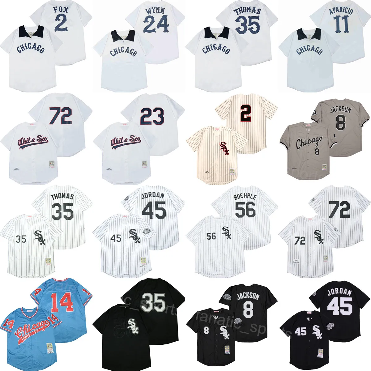 Vintage Baseball Jerseys Retro Team Numbers 35 Frank Thomas 8 Bo ...