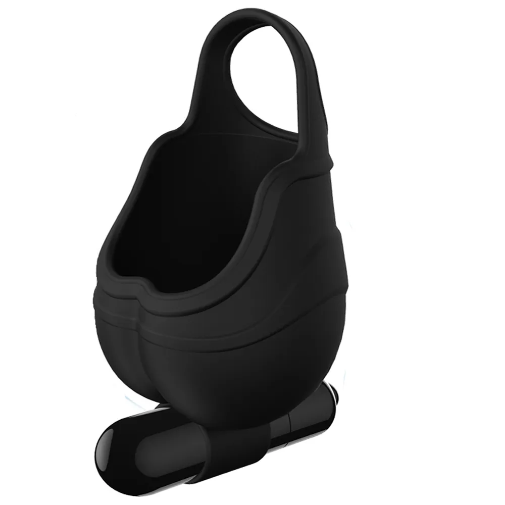 Silicone Male Testicle Massager Vibrator Scrotum Stretcher Ball Bag