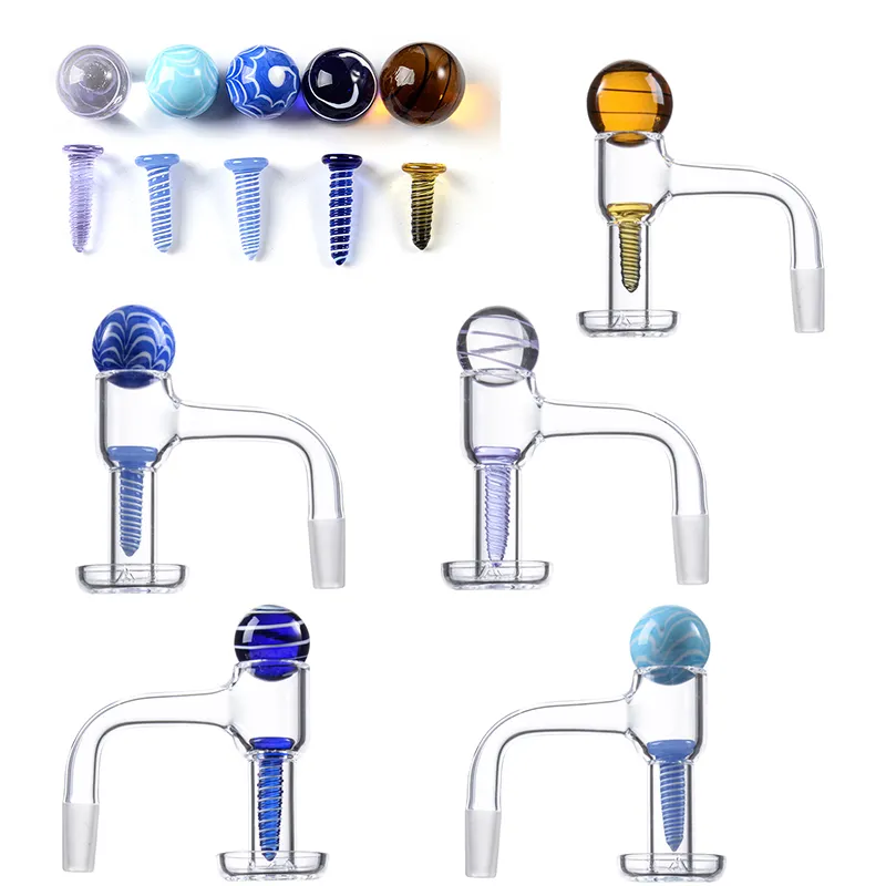 2024 Quartz Banger With Glass Marble Screw Set Flat Top Terp Slurper ...