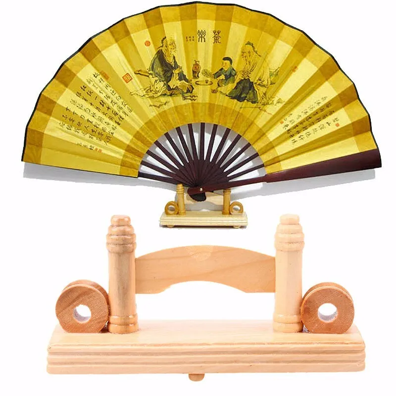 LX4837 Wooden Folding Fan Display Stand Japanese Hand Fan Holder For ...