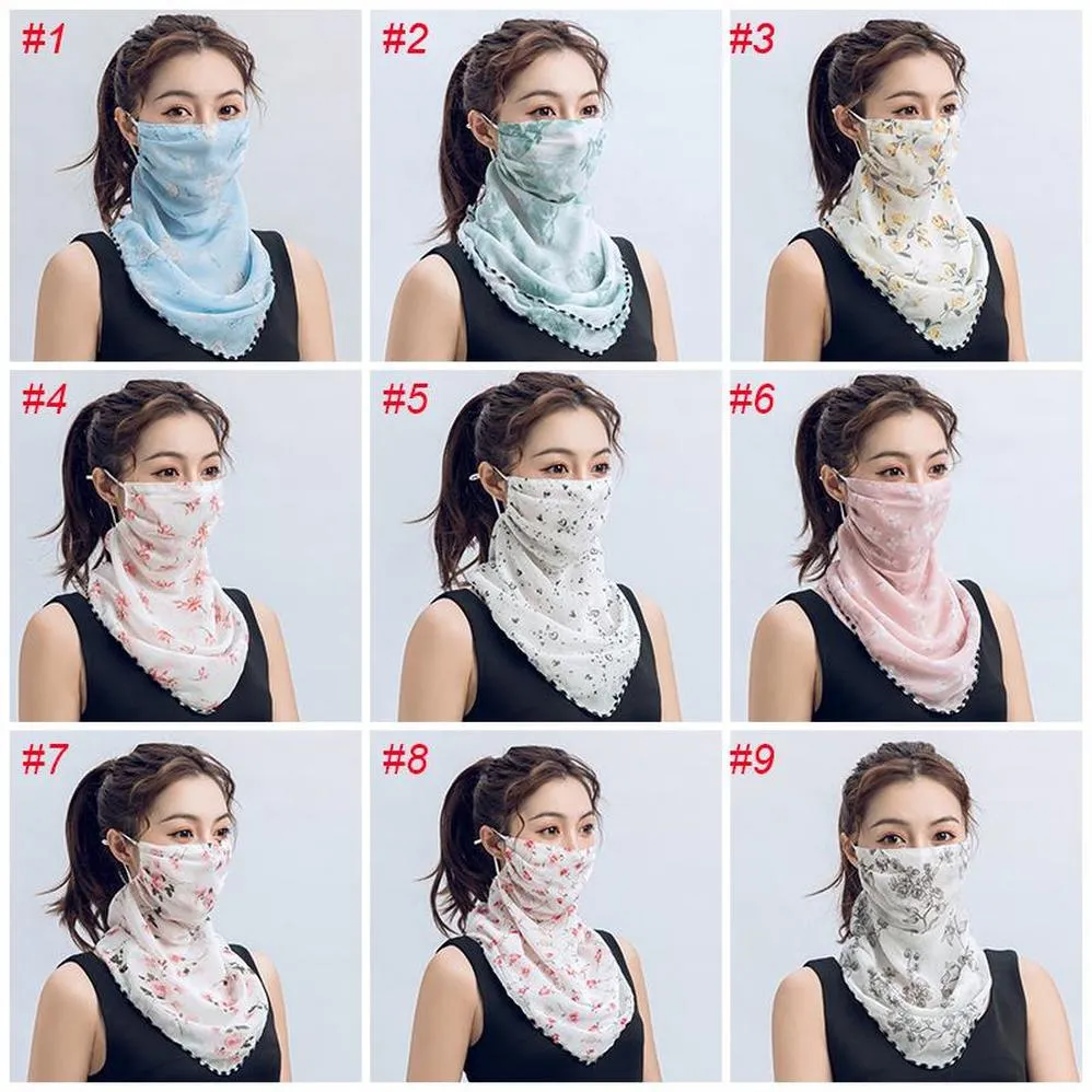 Summer Sun Protection Scarf Mask - Lightweight Chiffon Face Covering ...