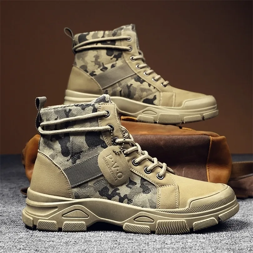 Autumn Military Boots For Men Camouflage Desert High Top Sneakers ...