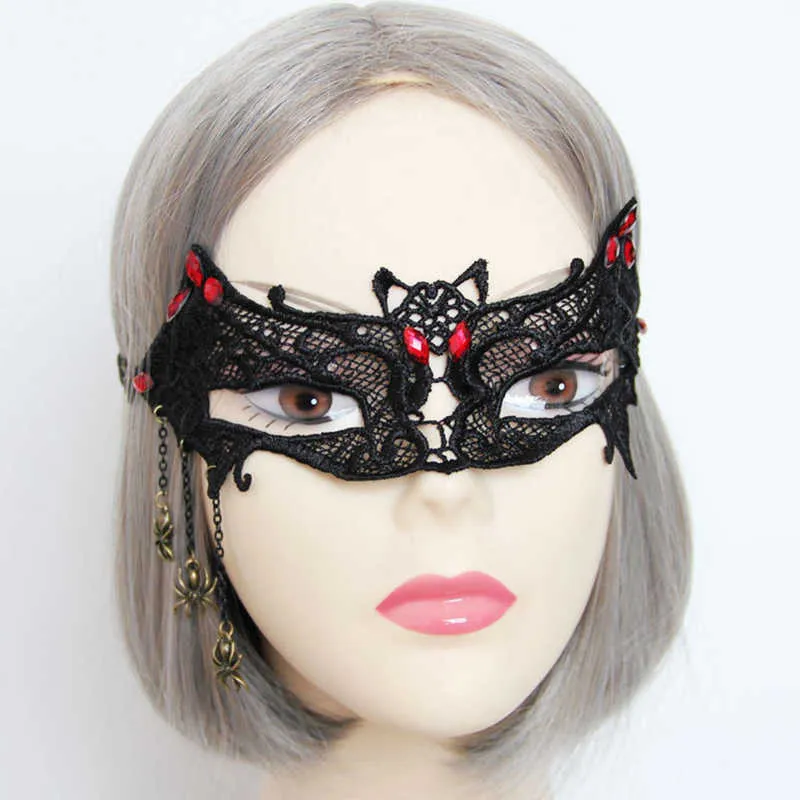 Black Gothic Half Face Bat Lace Mask Masquerade Hair Jewelry For ...