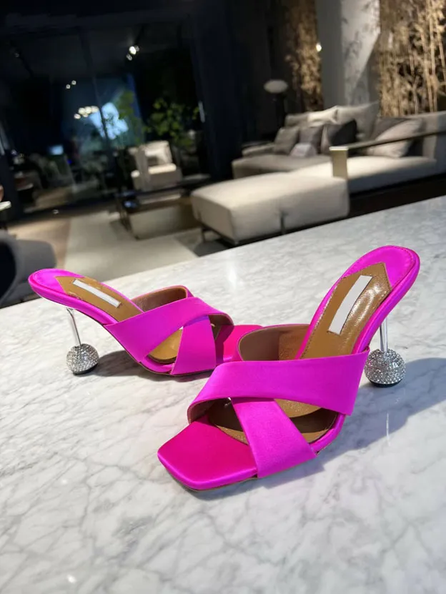 Luxury Multicolor Ball slipper for Women - Designer Silk Sandals with ...