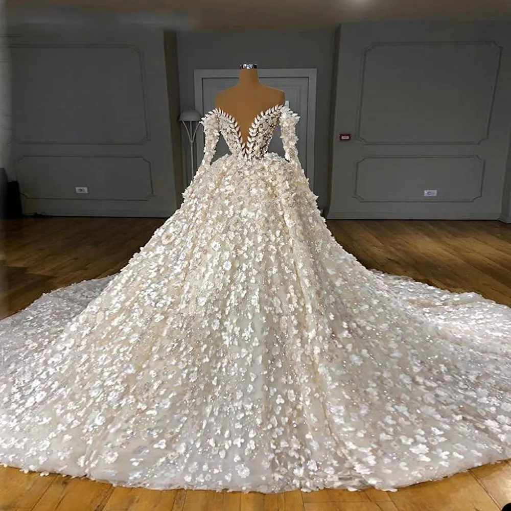 3D Floral Flower Ball Gown Wedding Dress Gorgeous Off... From Dresstop ...