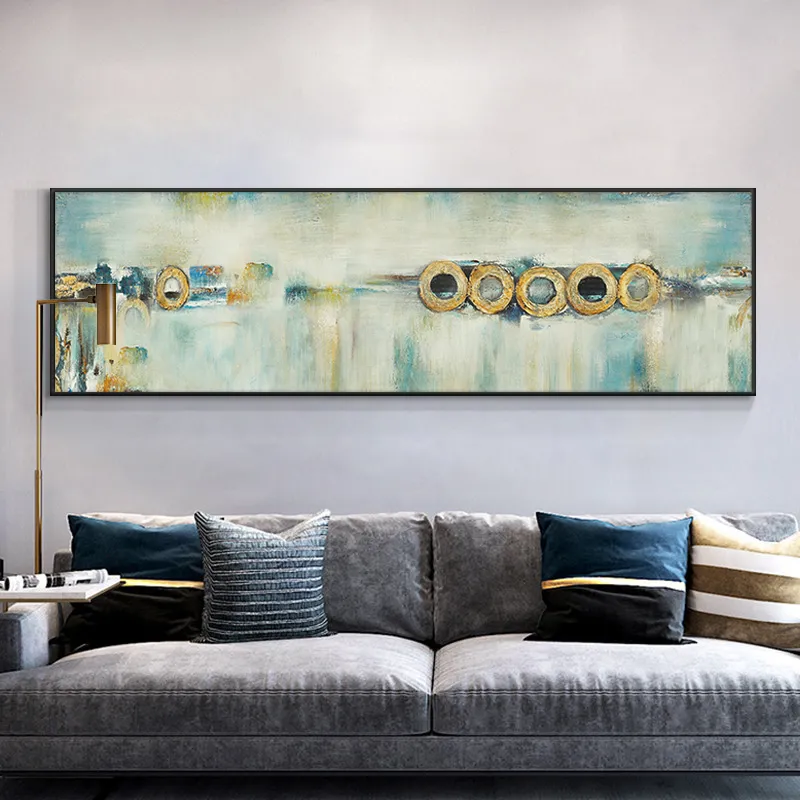 Circular Painting Canvas: Modern Abstract Light Blue Art Print On ...