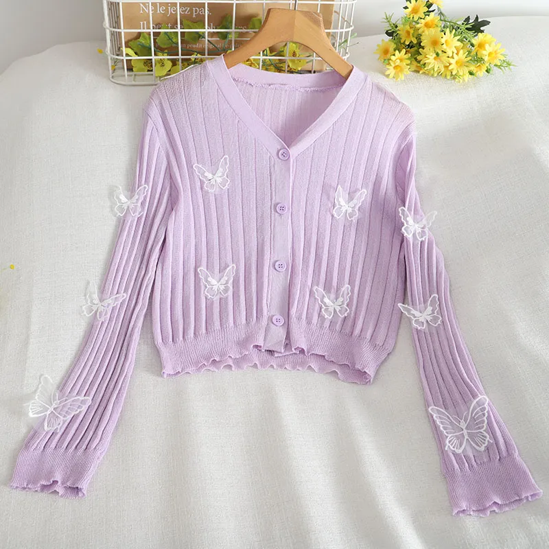 Lightweight Butterfly Cardigan - Women's Spring Summer Knitted ...
