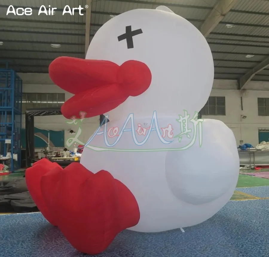 Ace Air Art Customized White Inflatable Duck Pop Up mascot suit up for ...